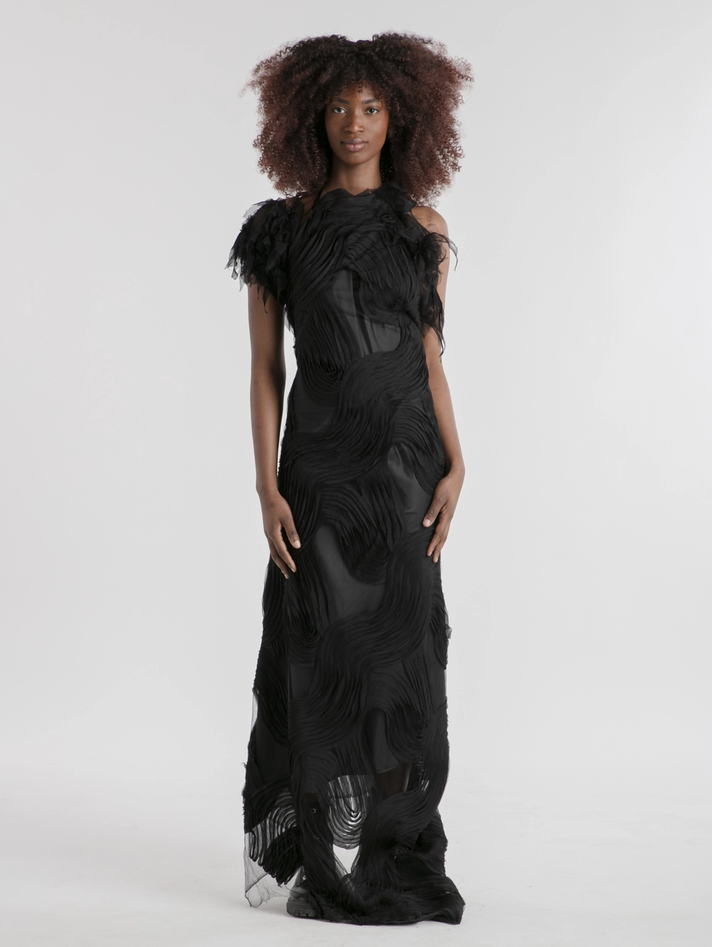 Robe Soirée Sur mesure AIKO FLEUR TRANSPARENTE 48H - Okada Paris